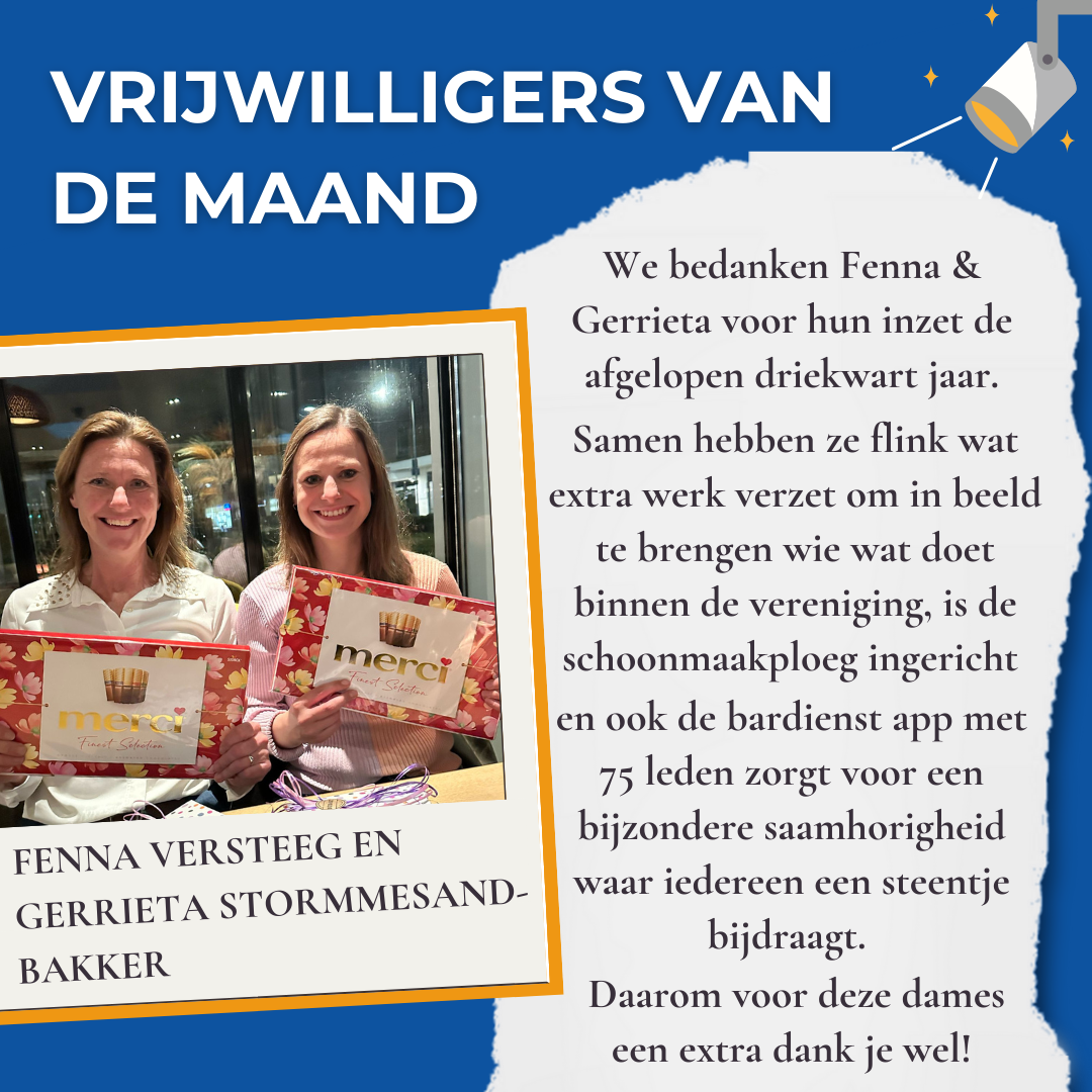 Vrijwilliger van de maand - maart 2025 | CKV Spirit Voorthuizen